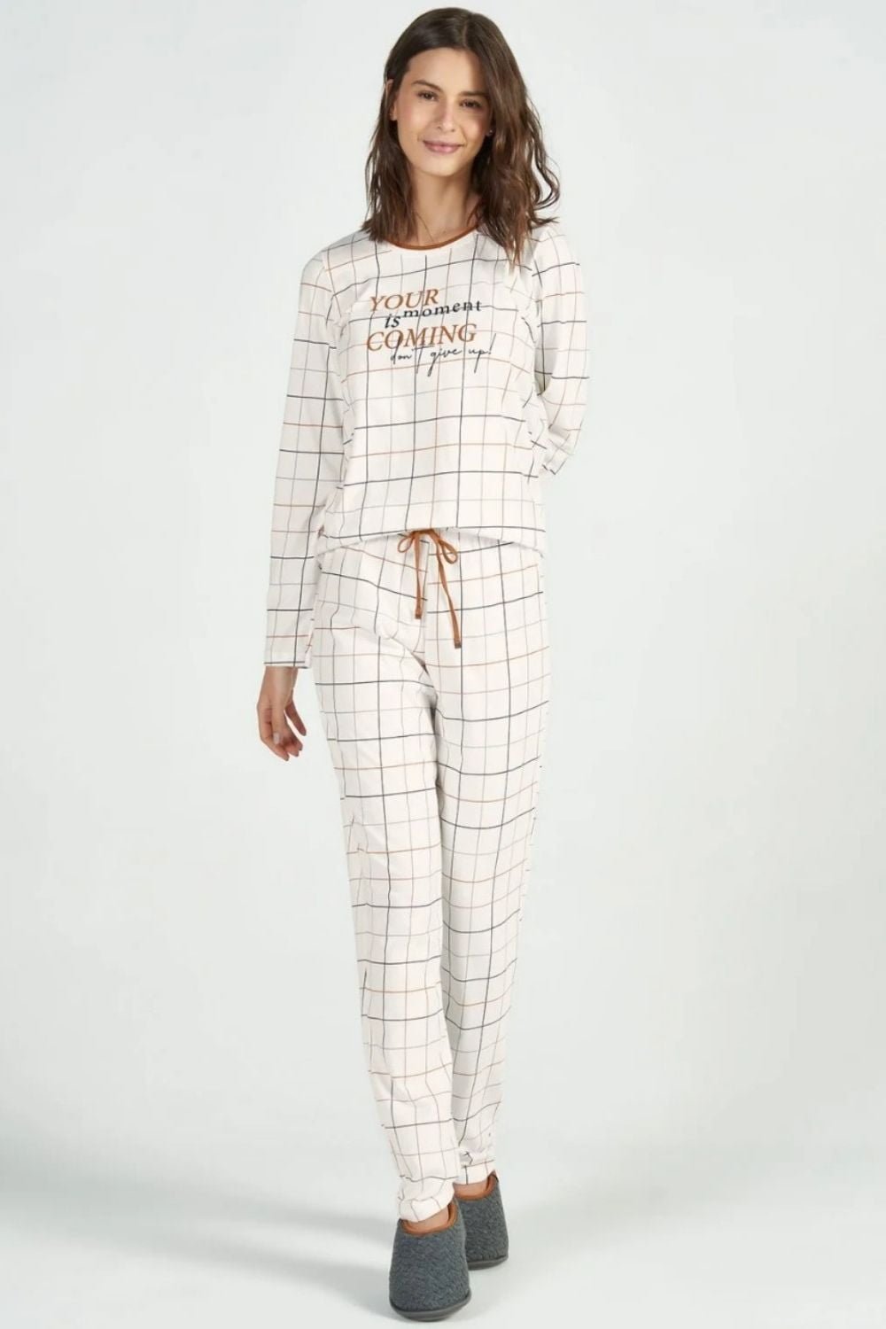 Pijama Xadrez Feminino Manga Longa - Etiqueta Íntima